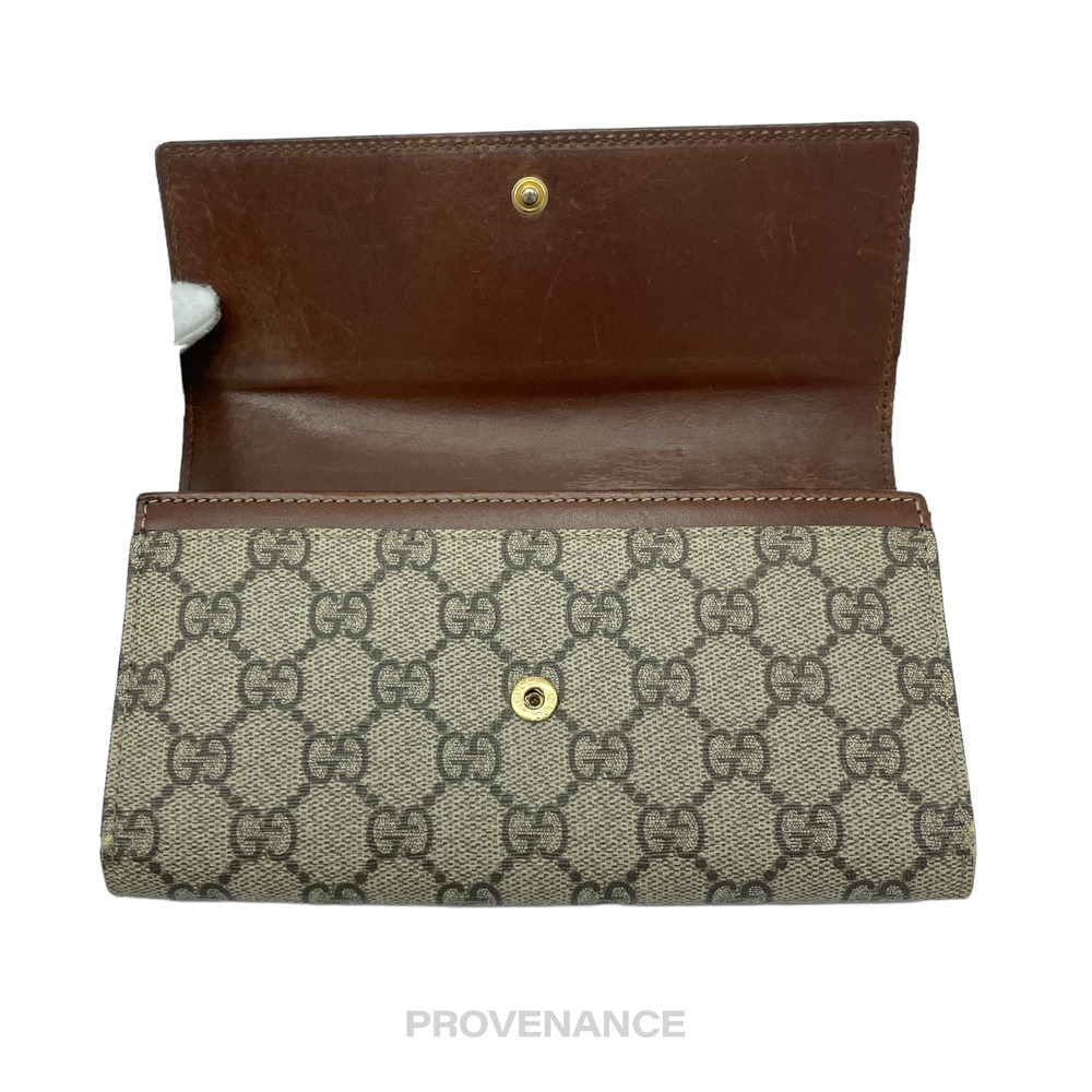 Gucci Snap Long Wallet - Gg Supreme Brown - Gem